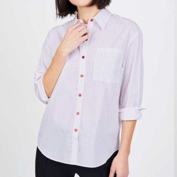 Juicy Couture | Tops | Juicy Black Label White Red Pin Stripe Button Up ...